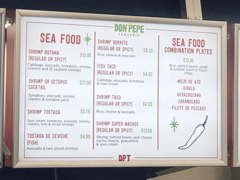 Menu at Don Pepe Taquería pub & bar, Fresno, E Kings Canyon Rd