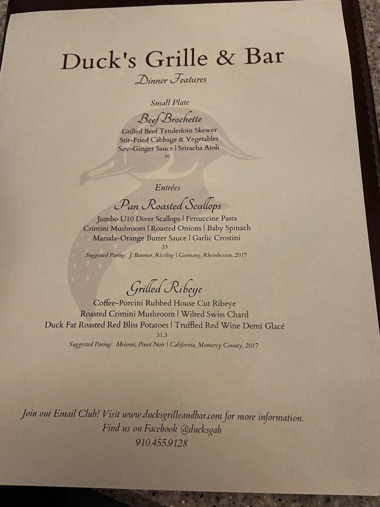 Menu at Ducks Grille & Bar, Jacksonville
