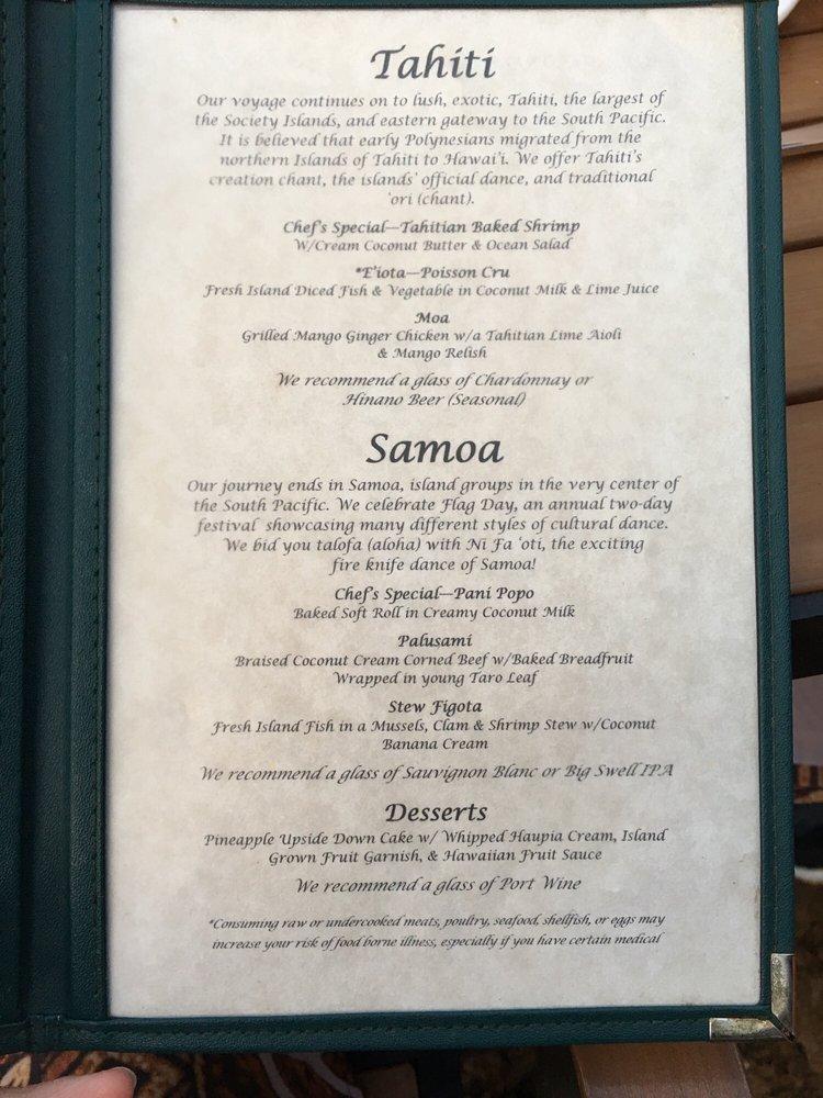Menu at Feast at Lele restaurant, Lahaina