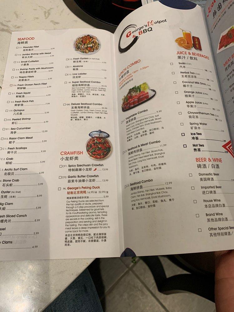Menu at George's Hot Pot & Korean BBQ Restaurant, Gaithersburg