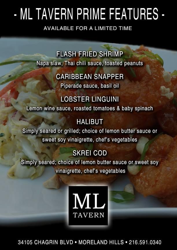 Menu at ML Tavern pub & bar, Moreland Hills