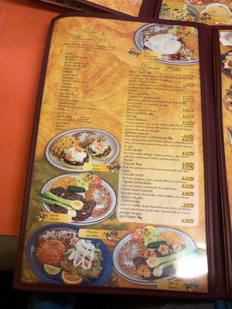 Menu at Taqueria Durango restaurant, Oklahoma City, SW 29th St