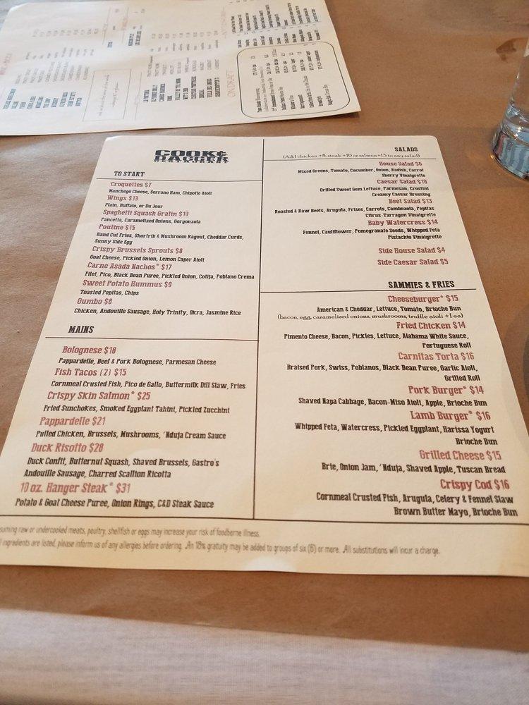 Menu at Cook and Dagger pub & bar, Smithfield
