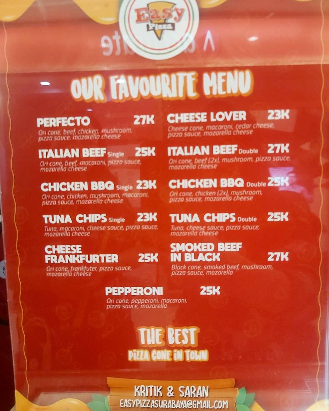 Menu at Easy Pizza restaurant, Surabaya, Level 4