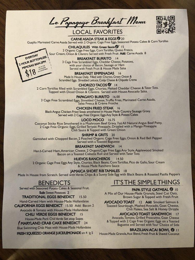 Menu at Le Papagayo Carlsbad pub & bar, Carlsbad