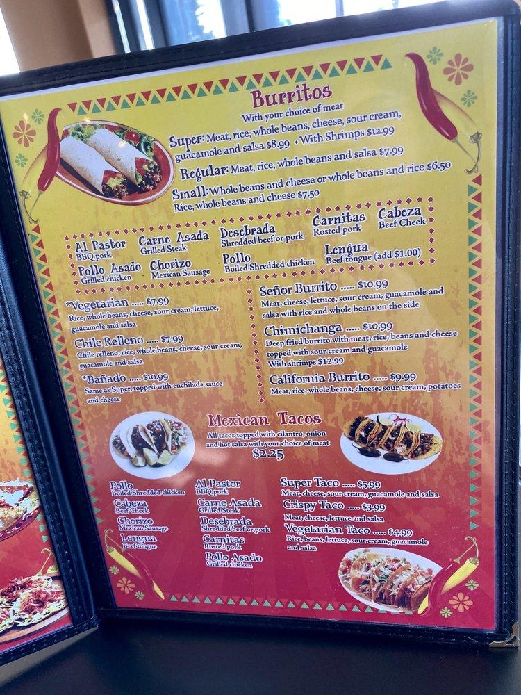 Menu at Mi Tierra Taqueria restaurant, Roseville