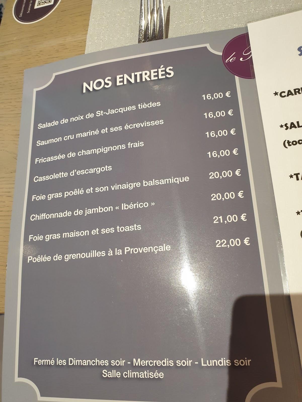 Menu au Restaurant Le Paris, Metz