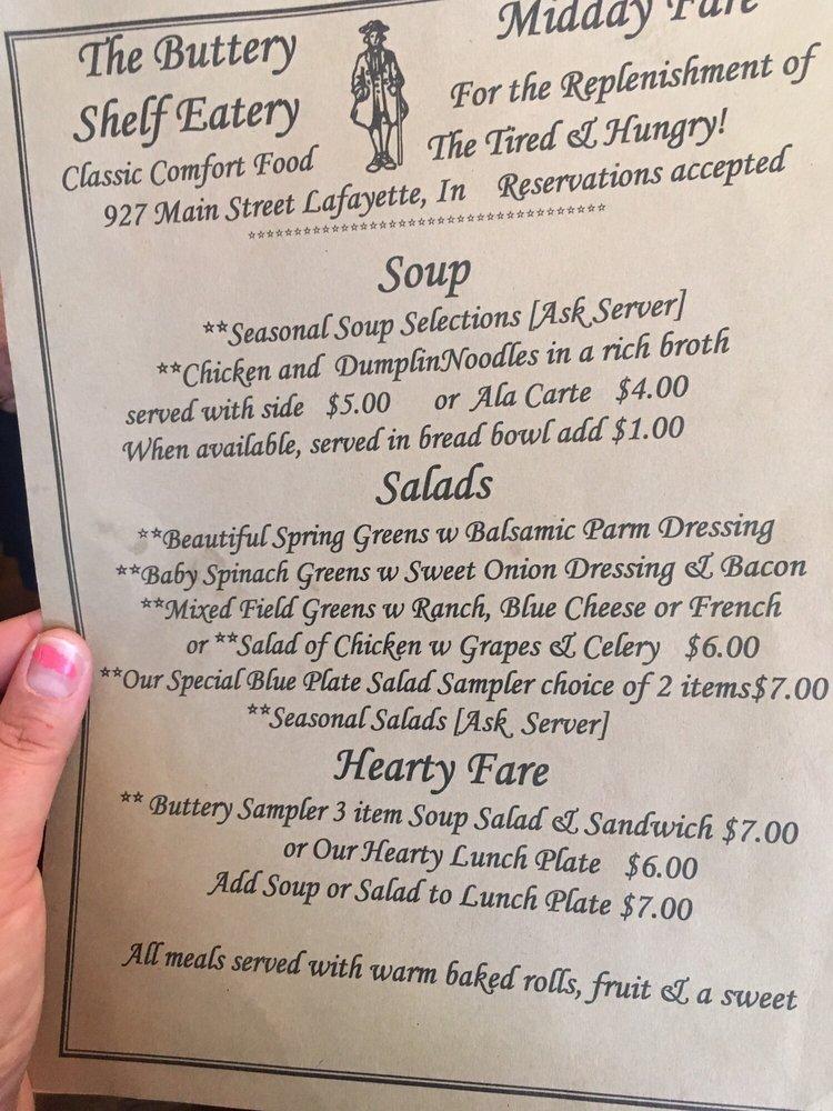 Menu at Buttery Shelf Eatery restaurant, Lafayette