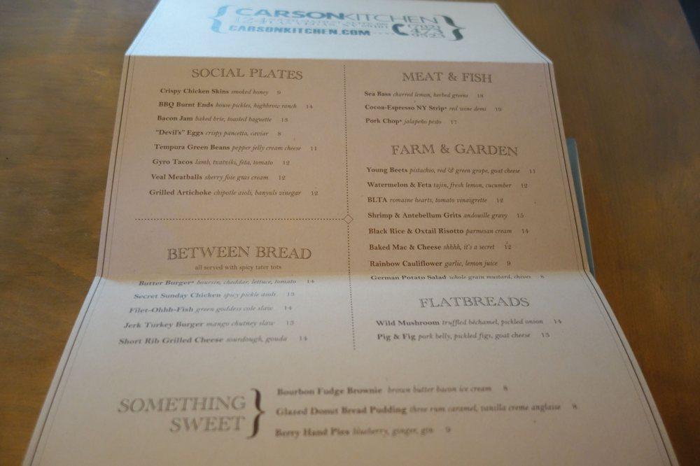 Menu at Carson Kitchen pub & bar, Las Vegas, 124 S 6th St #100