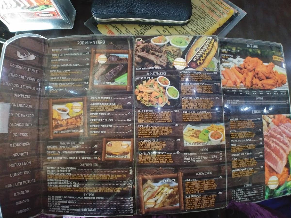 Carta del pub y bar Chiltepino's Wings Rosarito Mall, Rosarito, Mall