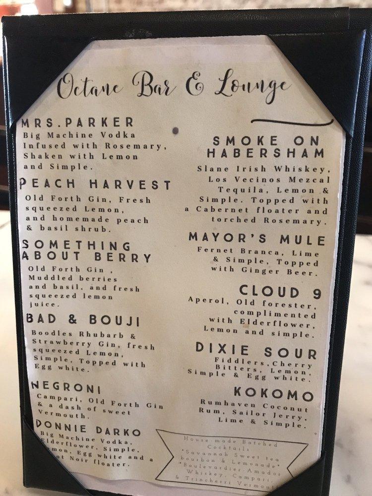Menu at OCTANE Bar & Lounge, Savannah
