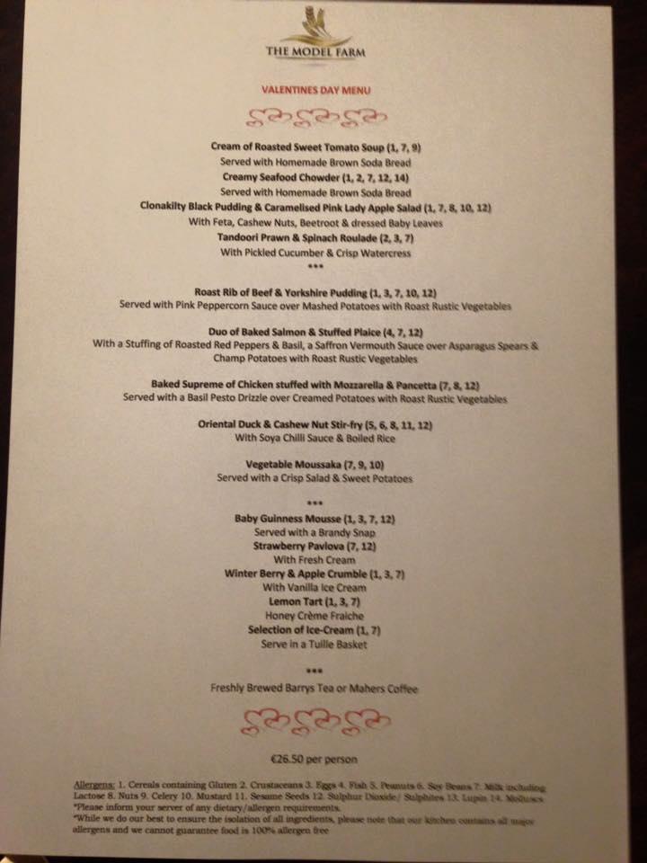 Menu at The Model Farm pub & bar, Cork