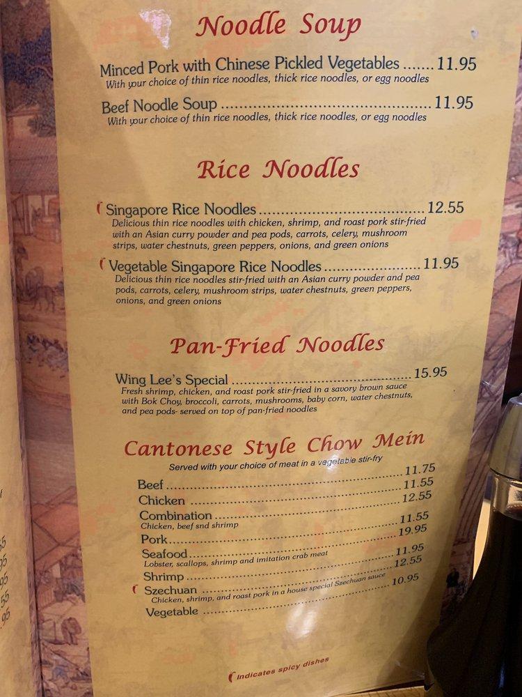 Menu at Wing Lee Chinese Restaurant, Sterling Heights