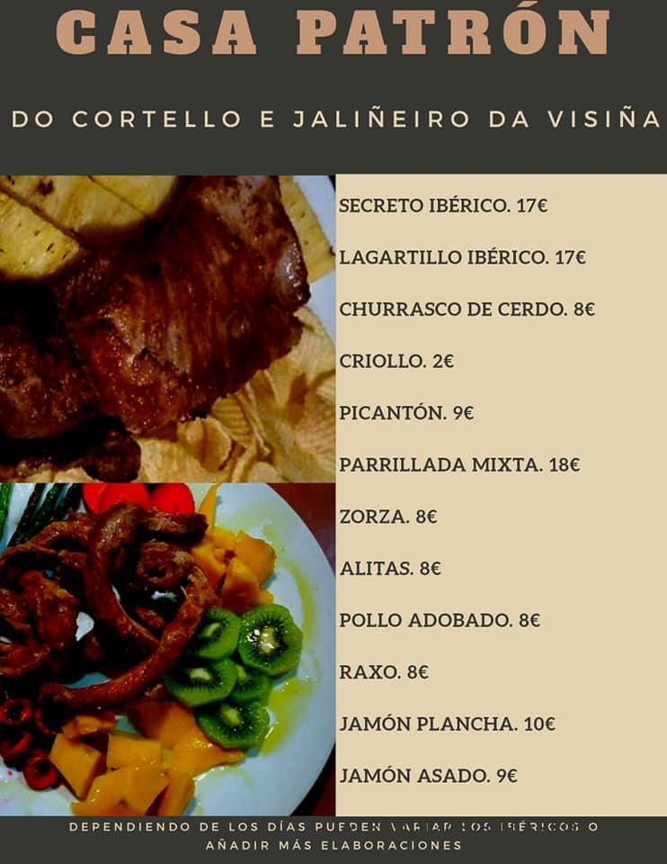 Carta del pub y bar Casa Patrón, Riveira