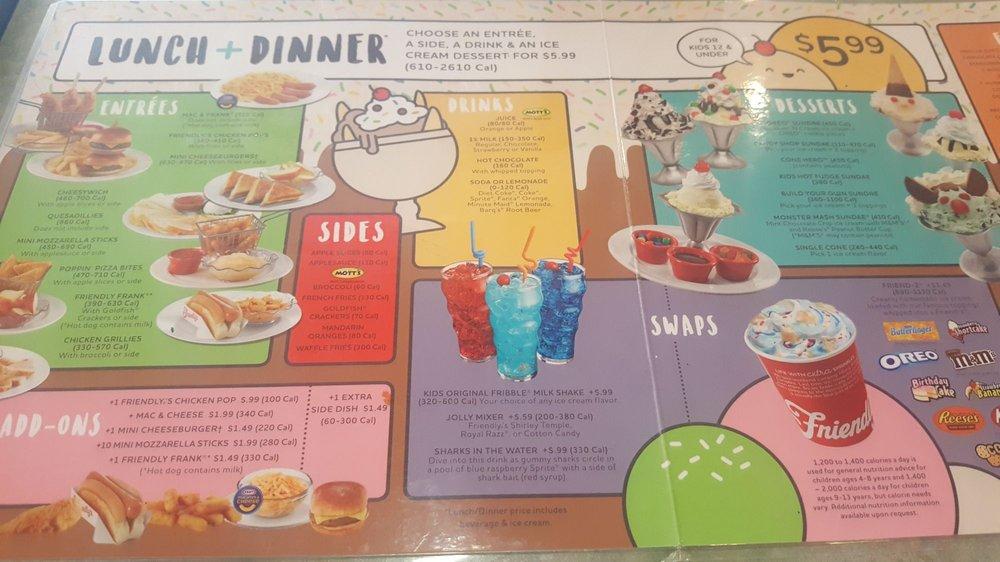 Menu at Friendly's restaurant, Hagerstown, -A Shank Farm Way