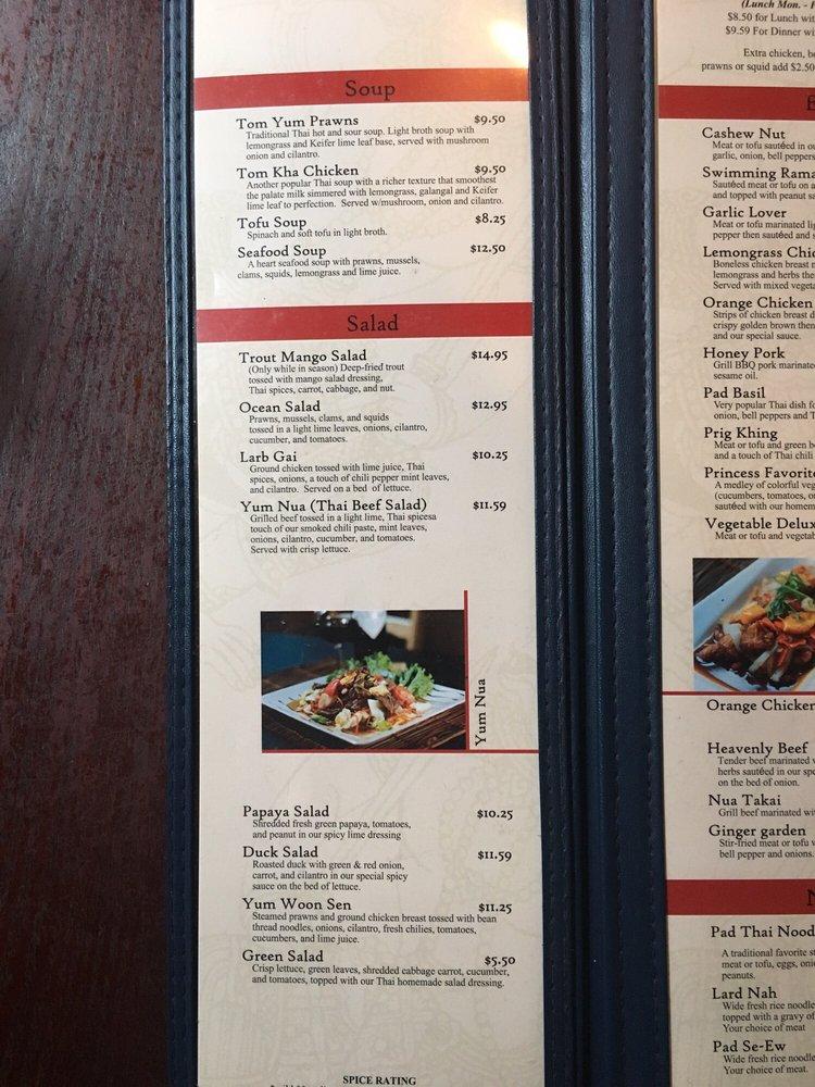 Menu at Hanuman Thai Cafe, Kirkland