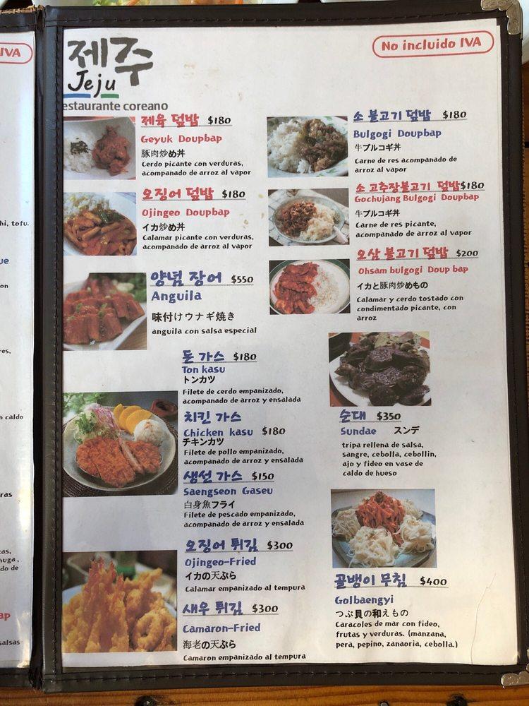 Carta de JEJU RESTAURANTE, San Luis Potosi