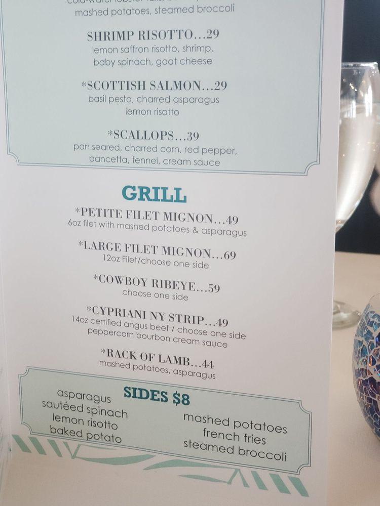 Menu at Oscar's Oceanside restaurant, Virginia Beach