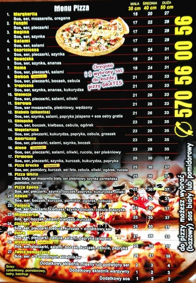 Menu at u Egona Pub & Pizzeria, Wodzislaw