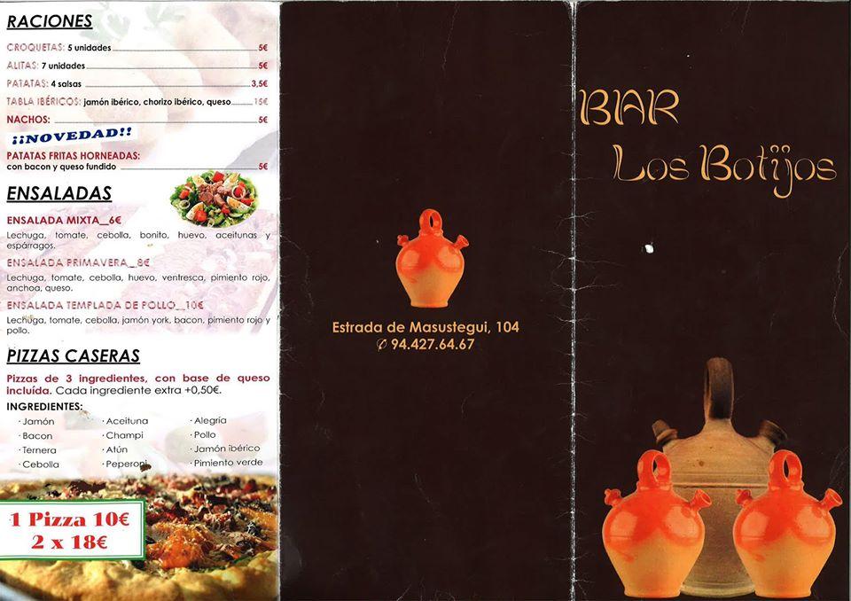 Carta de Bar Los Botijos, Bilbao, Masustegi Estrata