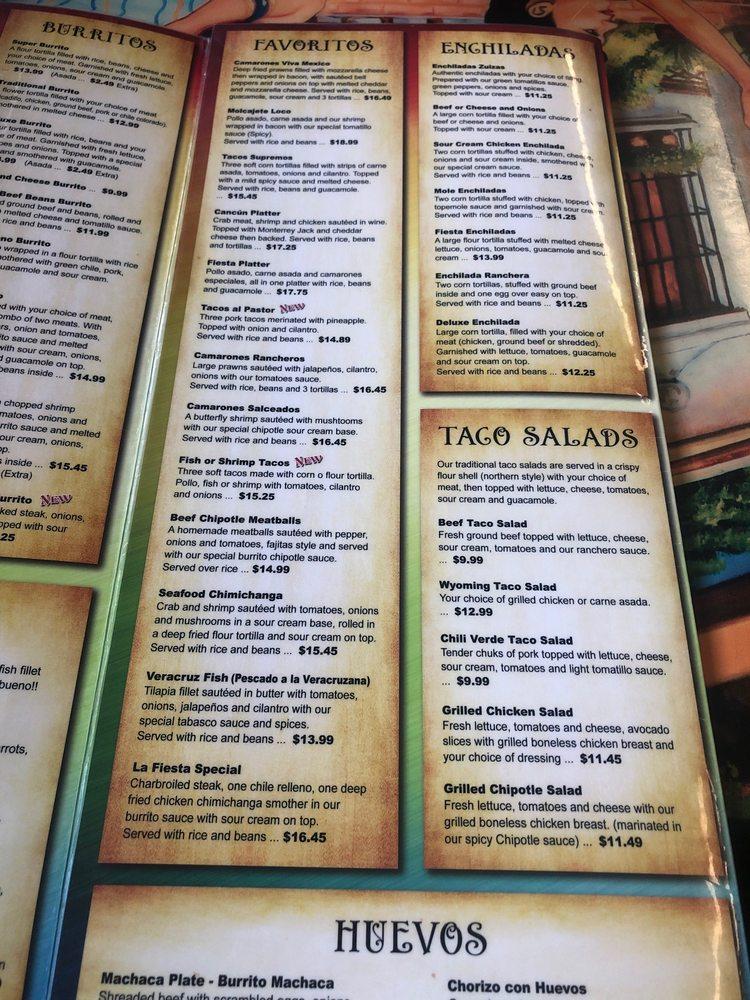Menu at Fiesta Guadalajara Mexican Restaurant, Lyman, 971 WY-414