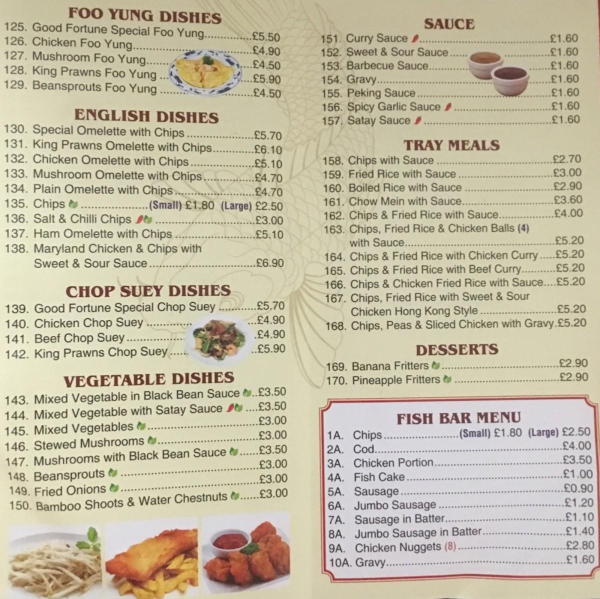 Menu at Good Fortune fast food, Caerphilly