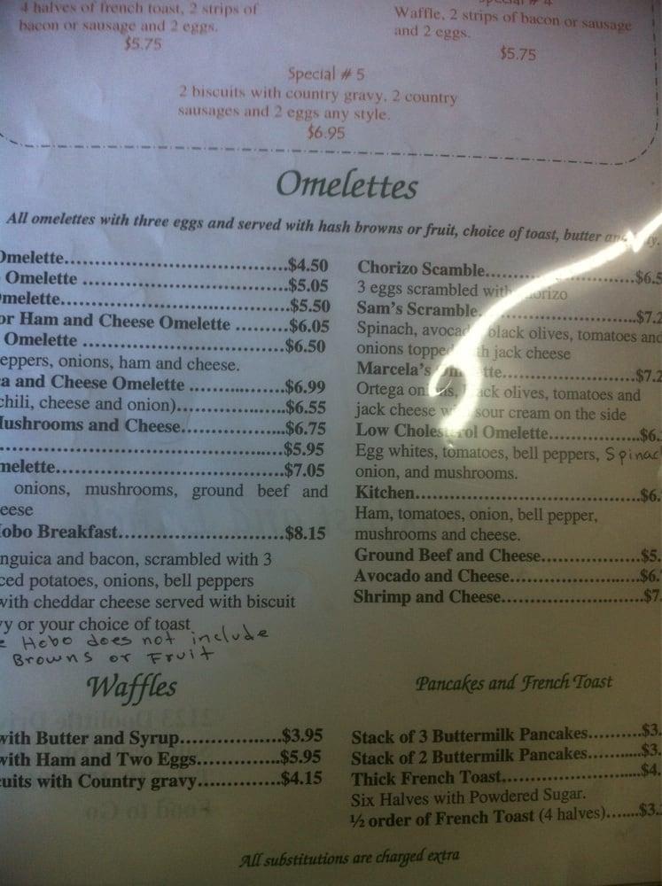 Menu at Ronaker's Coffee Shop cafe, San Leandro