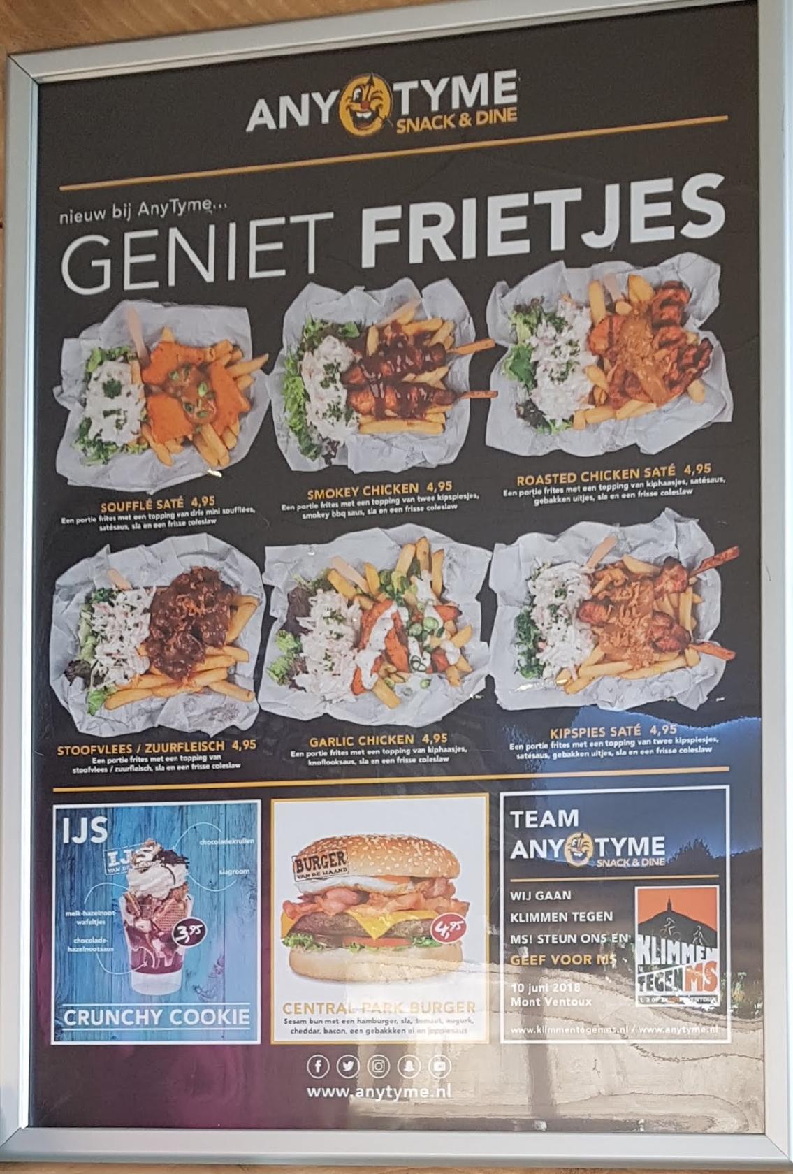 Menu at Snackpoint Welten, Heerlen