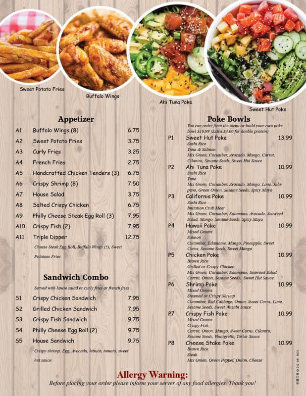 Menu at SWEET HUT CAFE, Martinsburg