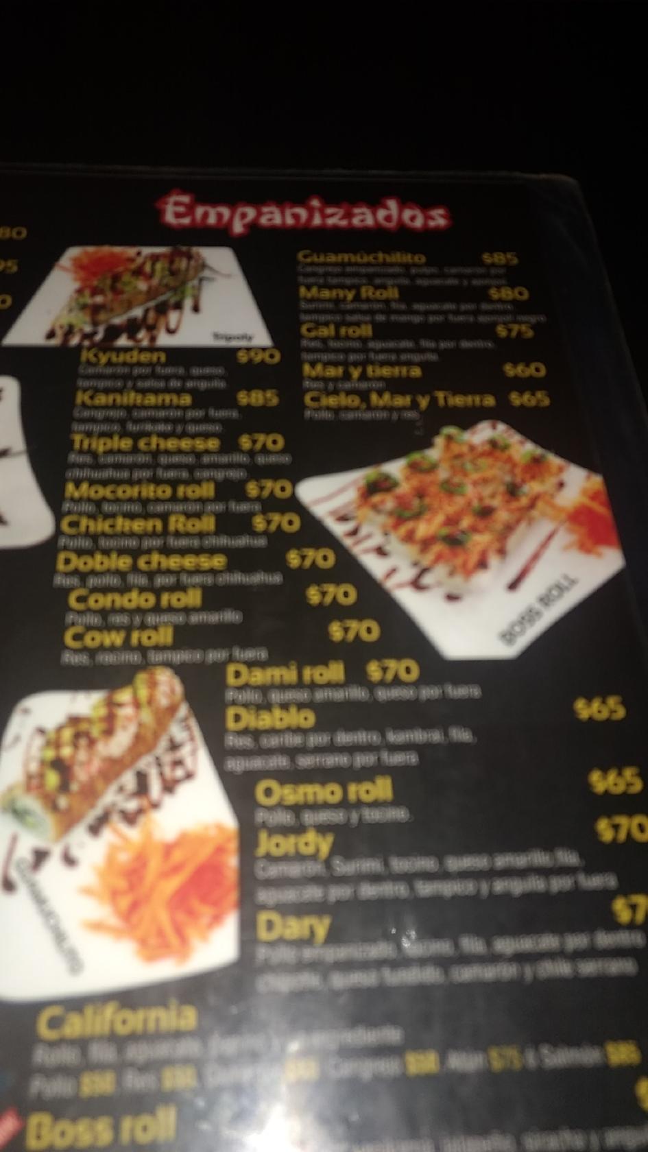 Carta de Kyuden Sushi Bar, Mocorito