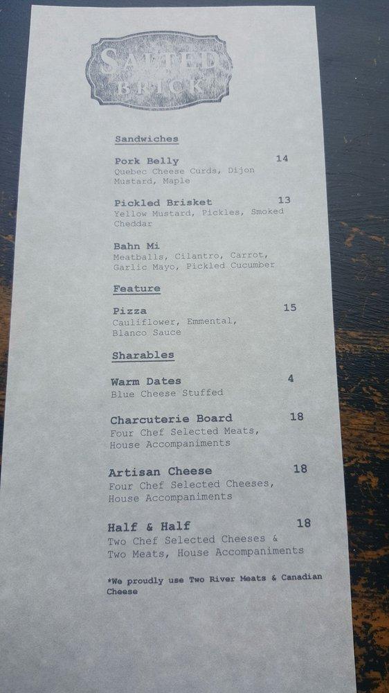 Menu at Salt & Brick pub & bar, Kelowna