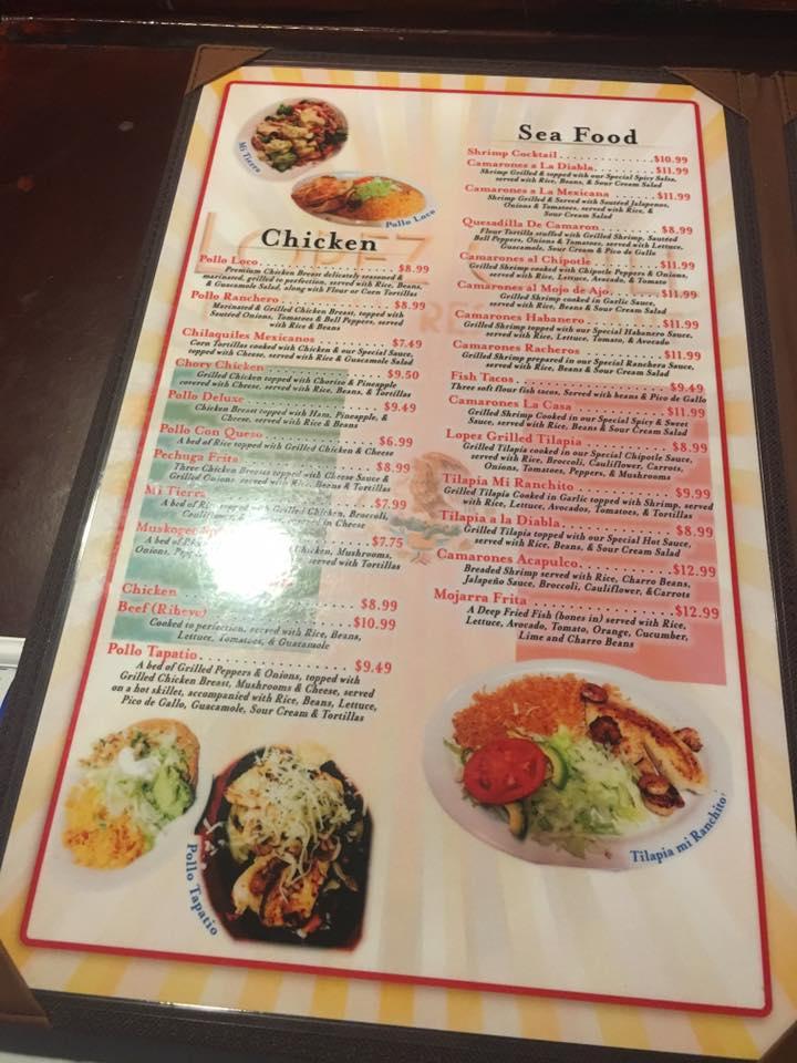 Menu at Senor Lopez Mexican Grill restaurant, Muskogee