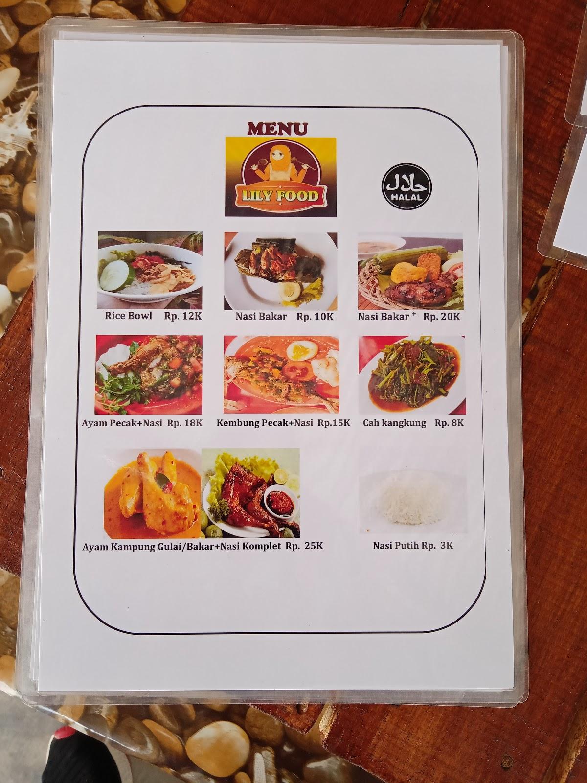 Carta del café Warung LilyFood, Padang Bulan