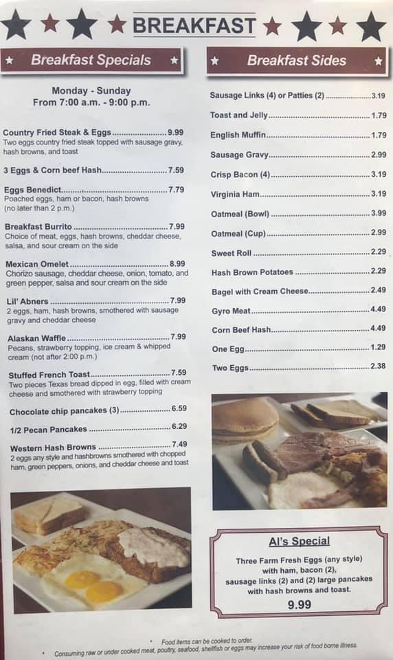 Menu at American Table Family Restaurant, Fostoria