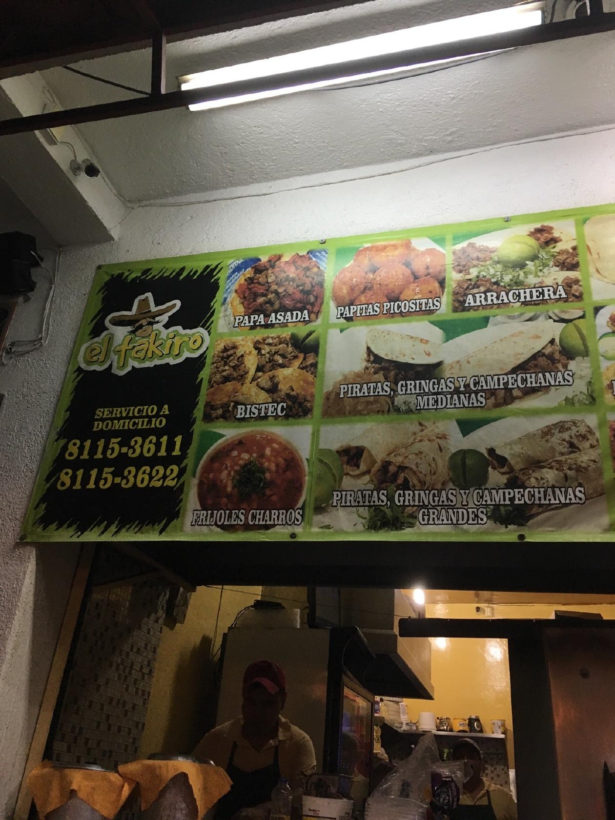 Menu at el takiro restaurant, Monterrey, Av. Anillo Periferico 1201