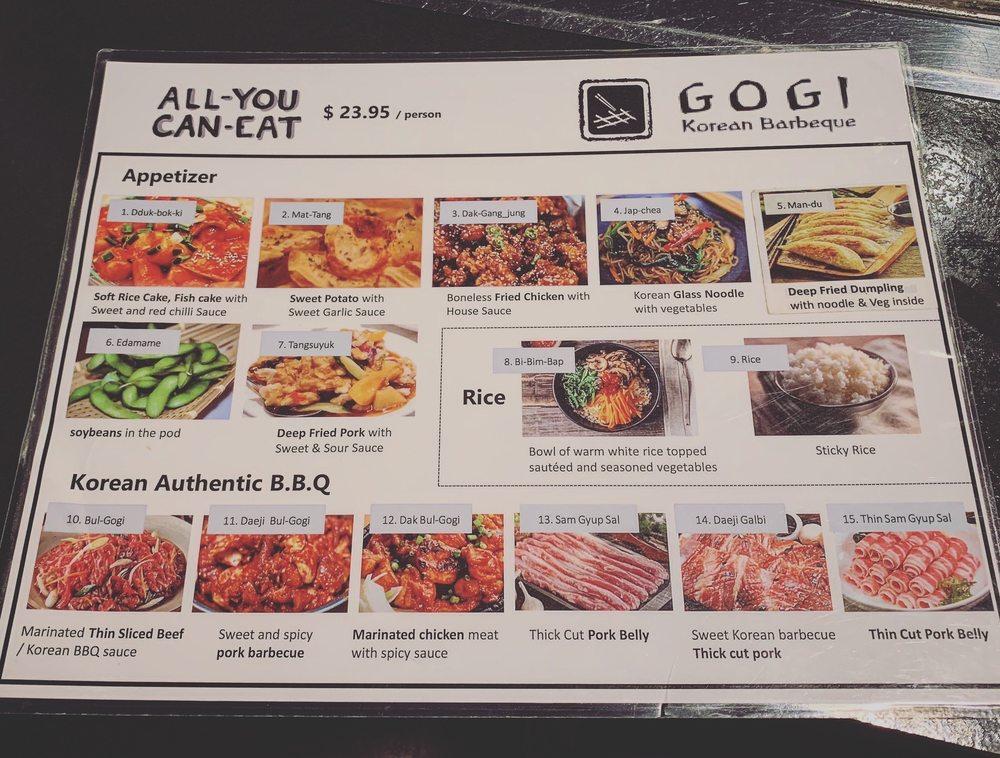 Carta de GOGI Korean BBQ, Calgary