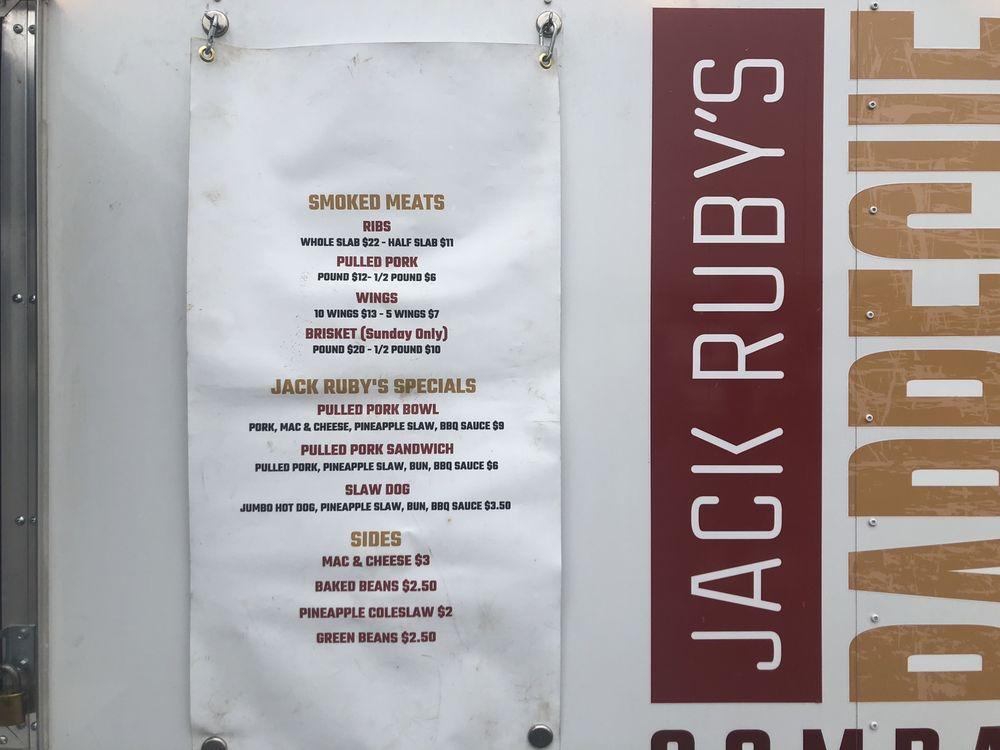 Carta de Jack Rubys Barbecue Company, Westerville