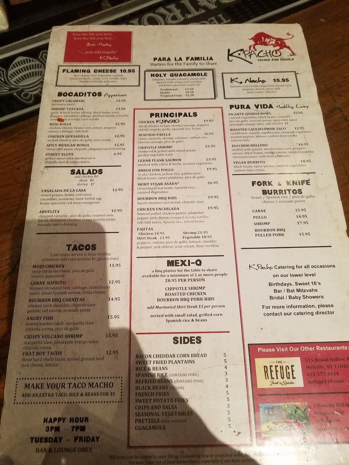 Menu at K. Pacho pub & bar, New Hyde Park