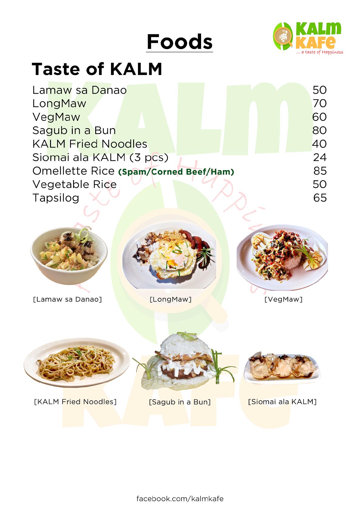 Menu at KALM Kafe, Danao City, Pio del Pilar St