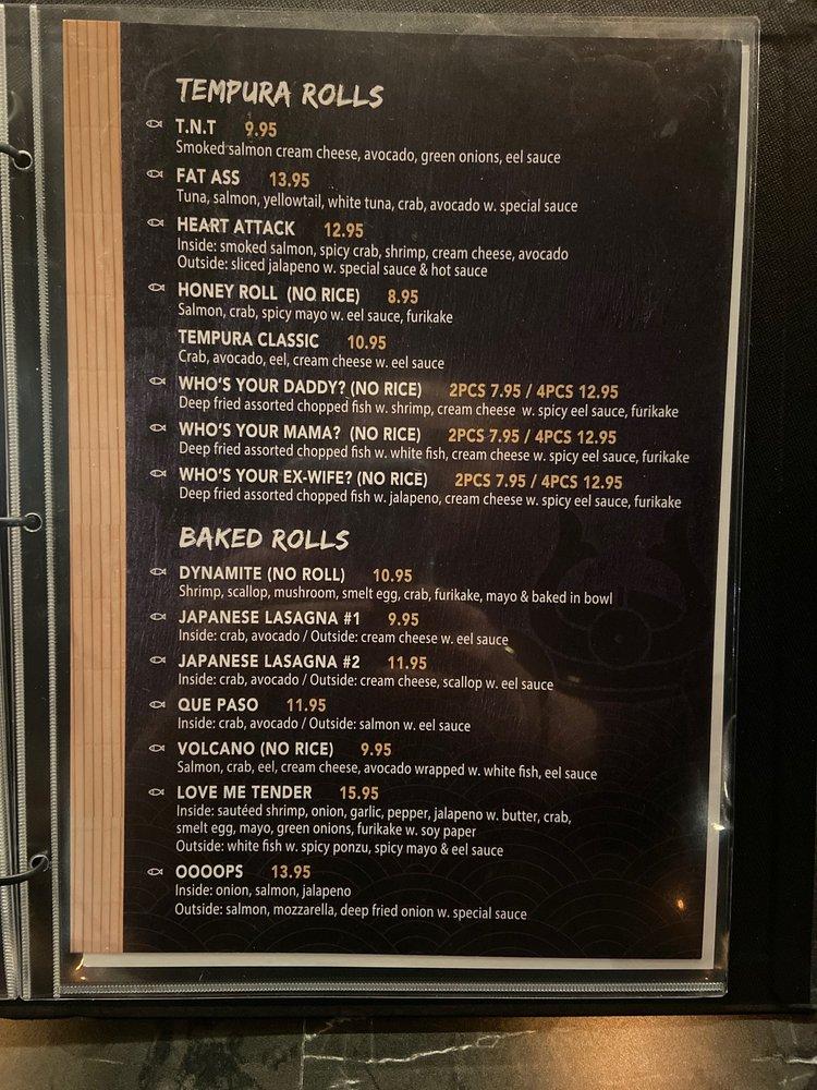 Menu at Kabuto Sushi restaurant, St. George