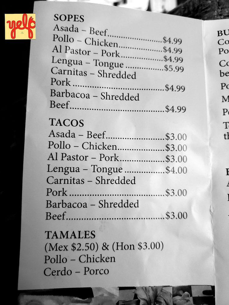 Menu at La Sabrosa Grocery & Restaurant Orange Park, Orange Park, Mound St