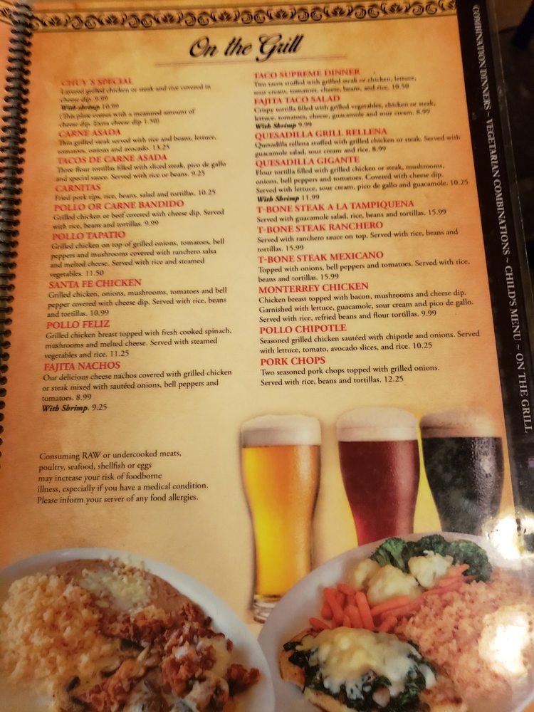 Menu at Los Agave’s Mexican Restaurant, Princeton