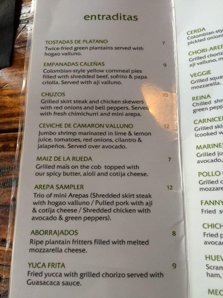 Menu at Maïs Arepas pub & bar, New Orleans