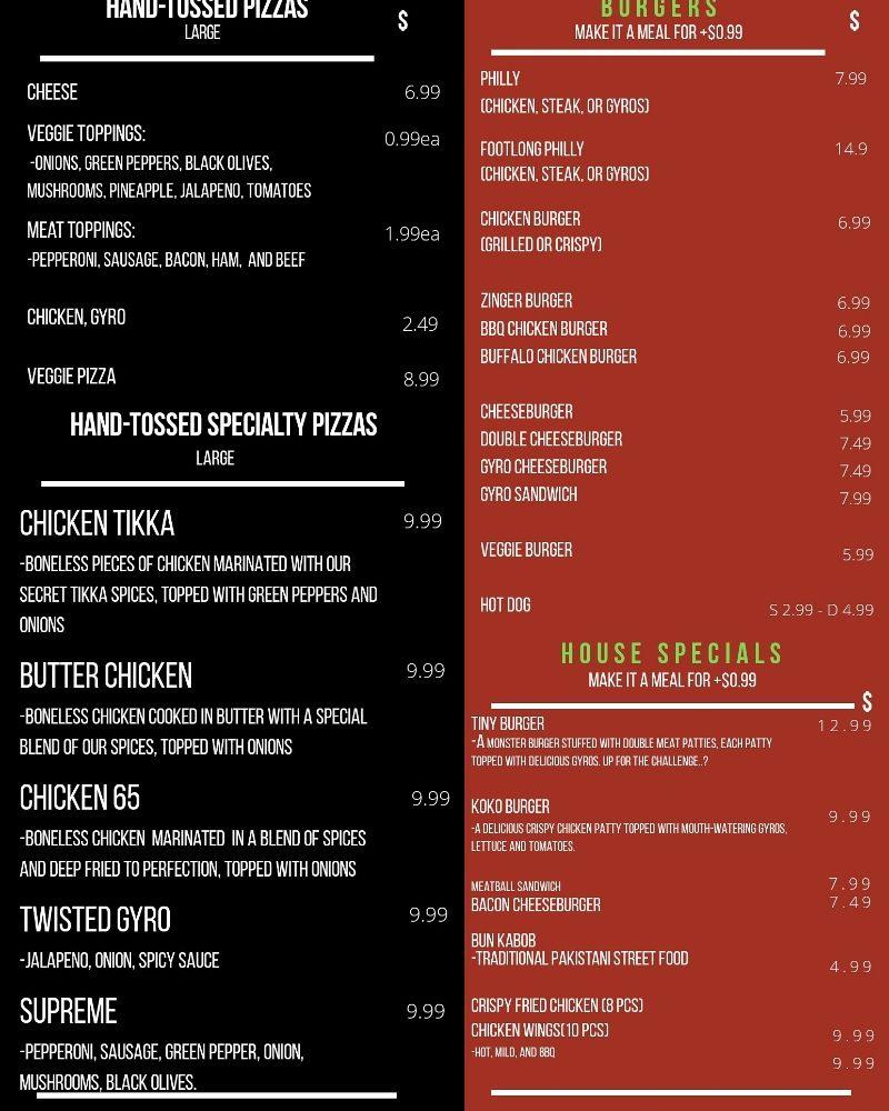 Menu at OMG! Grill pizzeria, Morton Grove