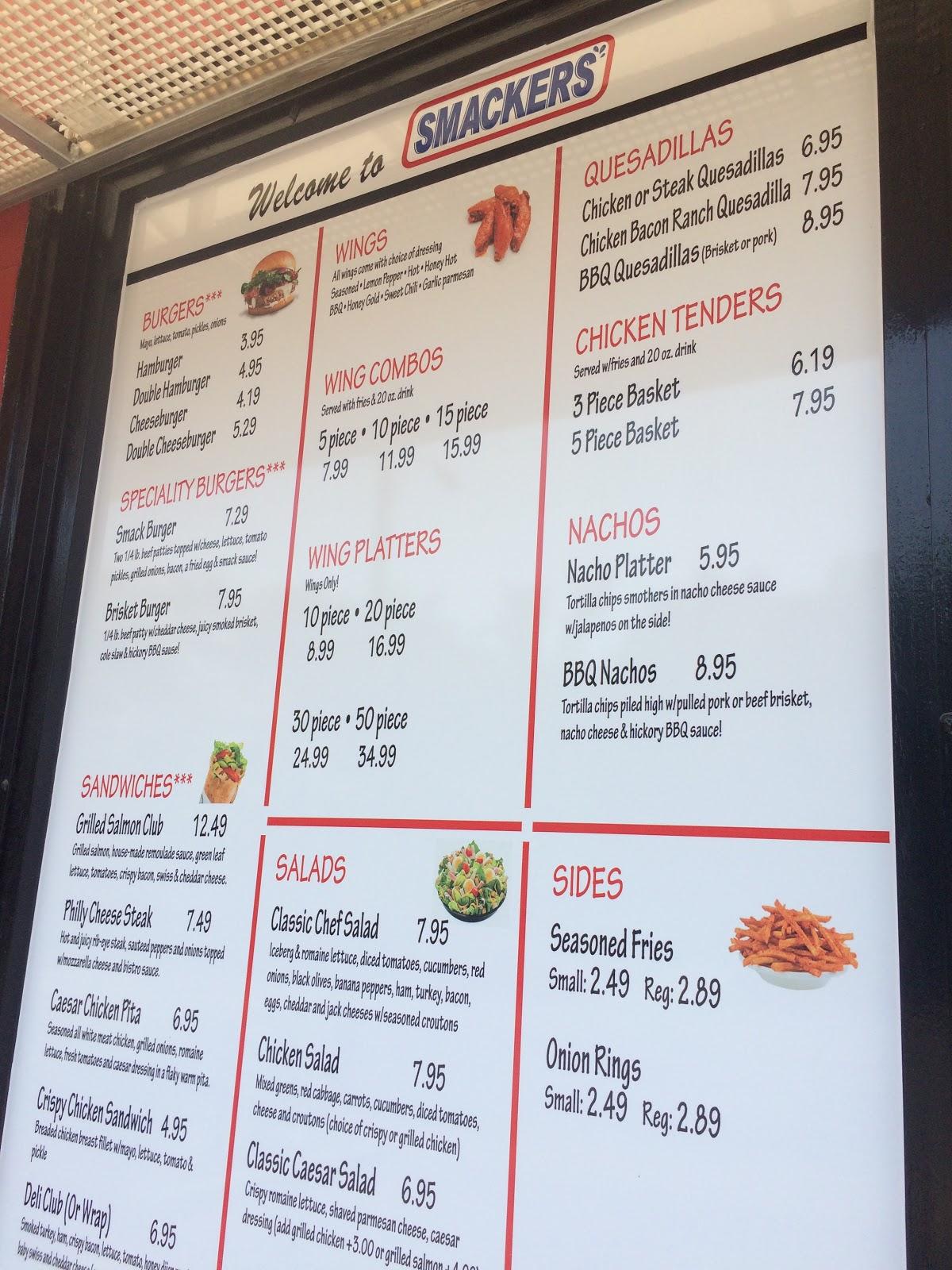 Menu at SMACKERS restaurant, Memphis, US-64 Suite 101
