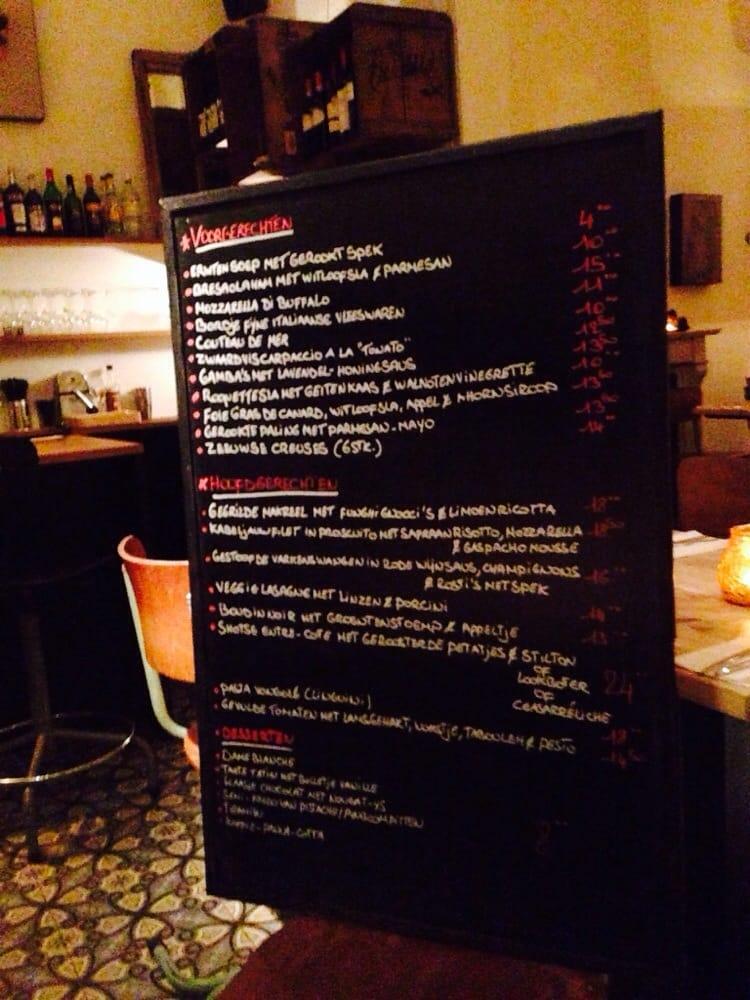 Menu at Staff's Kantine, Antwerp, Graaf van Egmontstraat 19