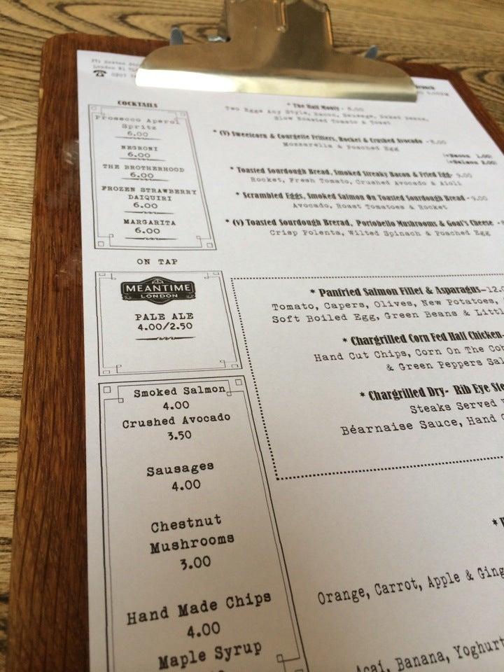 Menu at The Ginger Pig Café restaurant, London
