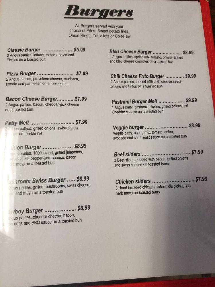Menu at The Place To Go restaurant, Pahrump