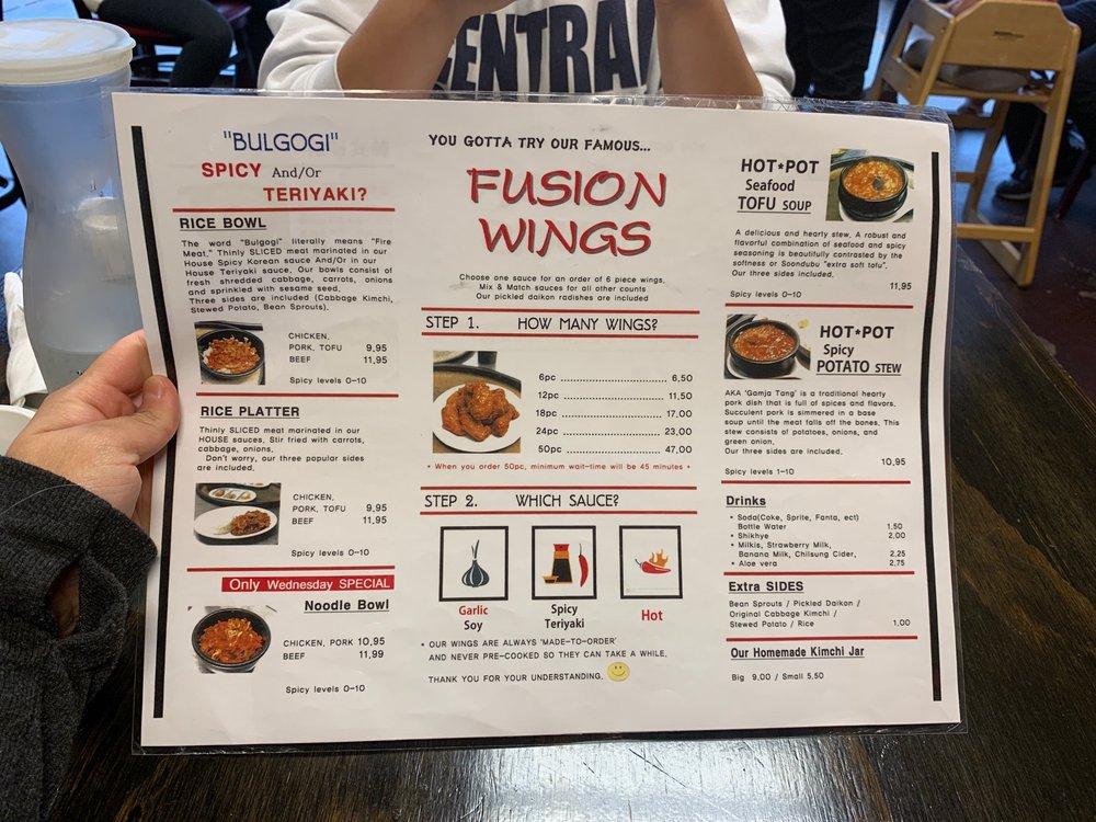 Menu at Wing It cafe, Norman