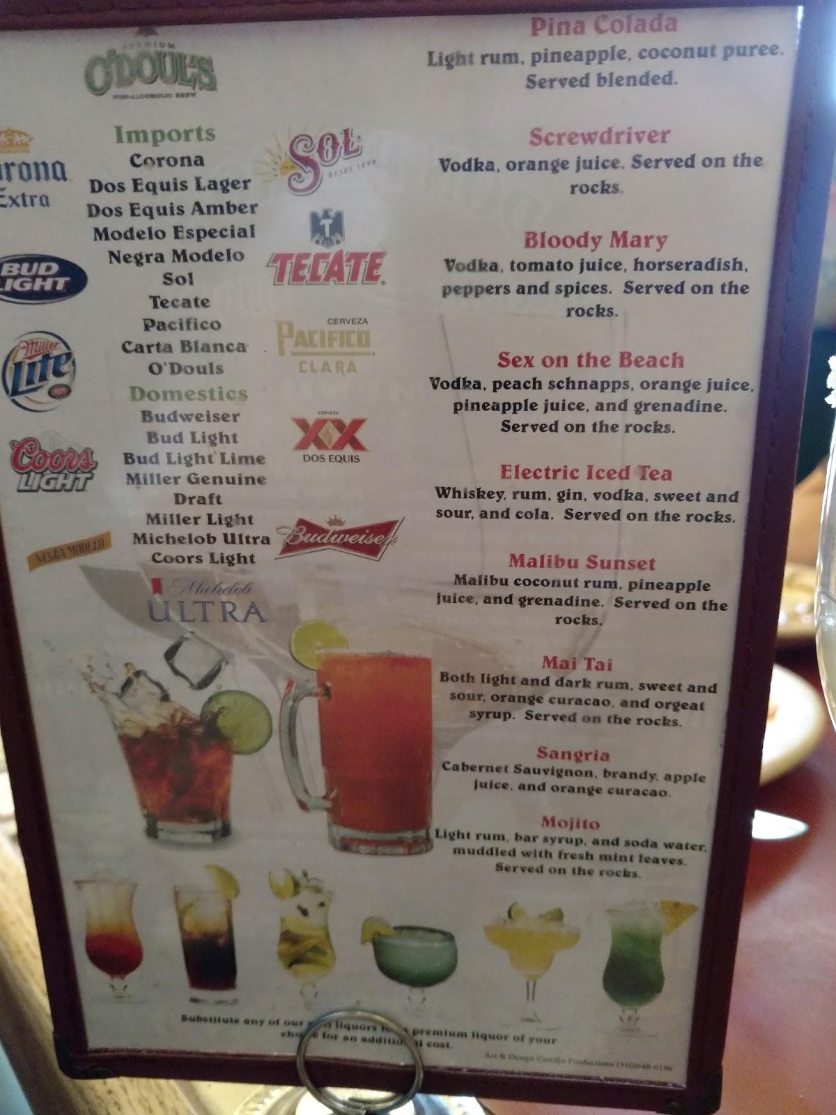 Menu at Don Pedros Restaurant Green River, Green River